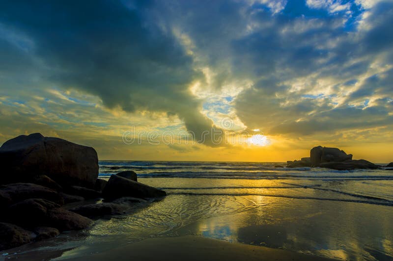 Sunrise reflection stock image. Image of bright, rocks - 39247963