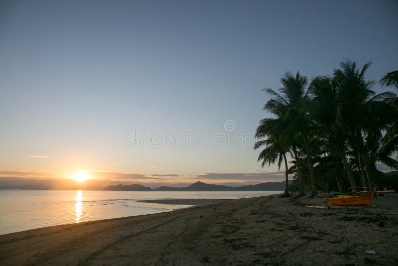 Sunrise on a Remote Beach in Asia Stock Image - Image of sand, beach ...