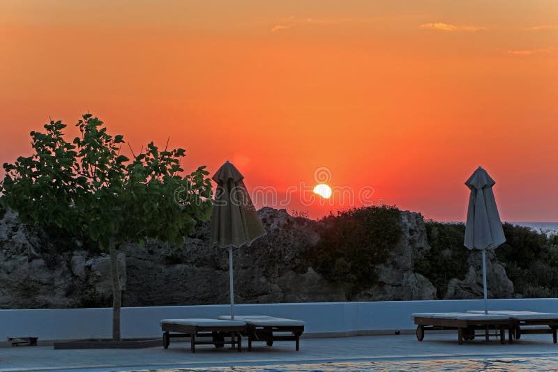 Sunrise on resort stock image. Image of season, sunny - 66061269