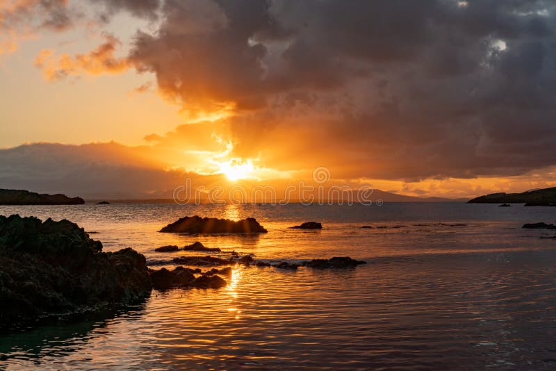 Sunrise from Rhoscolyn Beach Stock Image - Image of north, cloud: 268013817