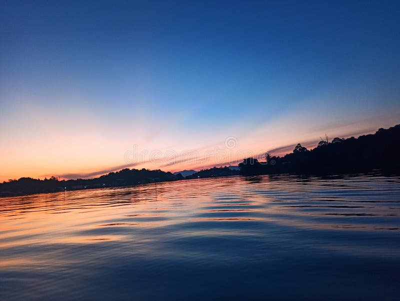 Sunrise in riam kanan stock photo. Image of lake, riam - 227336944