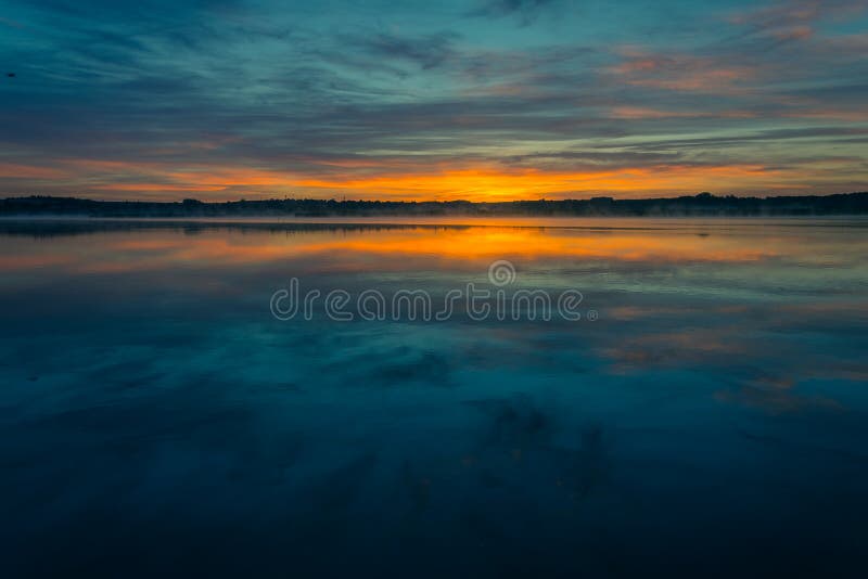 Sunrise on river stock image. Image of summer, river - 104330717