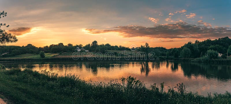 Sunrise on river stock photo. Image of river, summer - 108535466