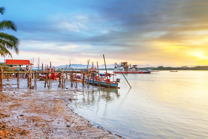 Sunrise at the River in Koh Kho Khao Stock Photo - Image of long ...