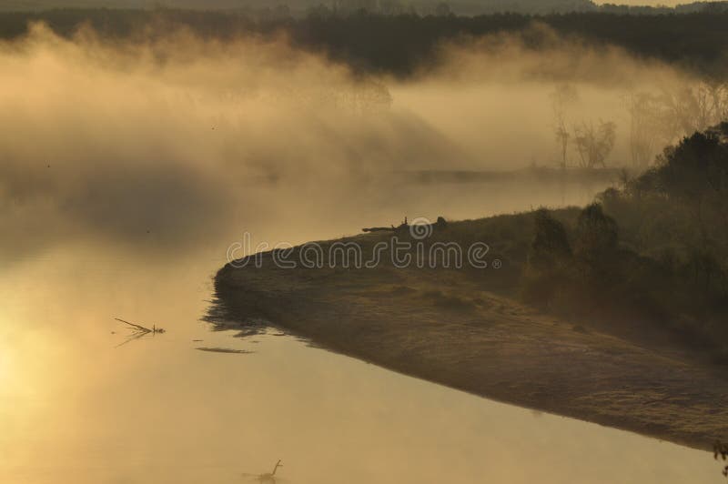 Sunrise. the River in the Mist Stock Photo - Image of amazing, shrouded ...