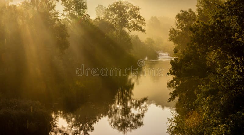 Sunrise on River stock photo. Image of river, rays, light - 61332998
