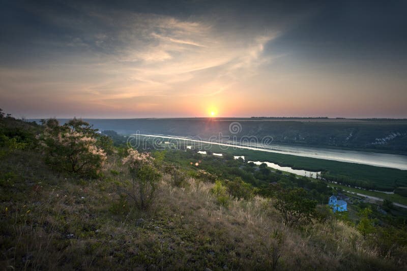 Sunrise on river stock image. Image of green, landscape - 29972747