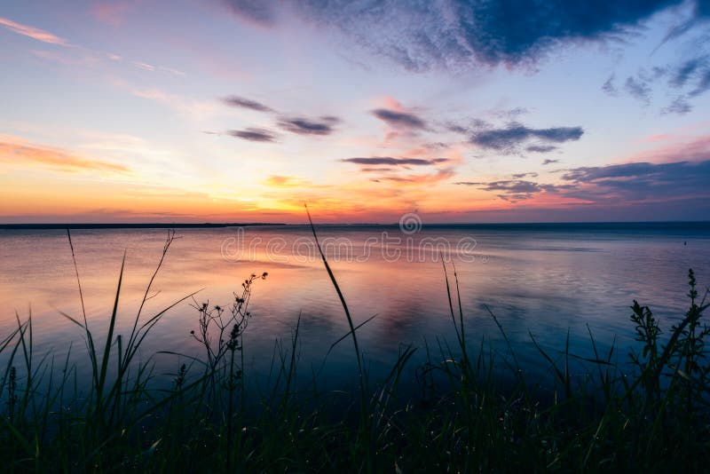 Sunrise on river stock image. Image of shore, russia - 143535913