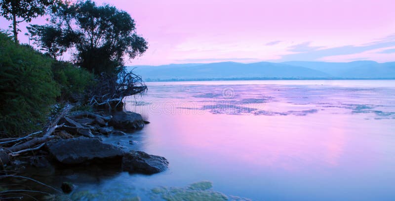 Sunrise on riverbank stock image. Image of panoramic - 20371579