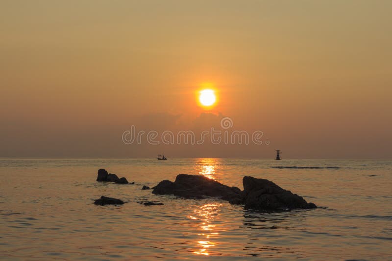 Sunrise, rock, ocean stock image. Image of boat, lighthouse - 43790909