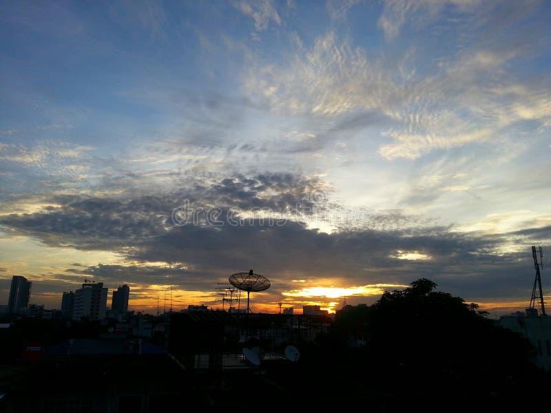 Sunrise on the Rooftop in Bangkok. Stock Image - Image of bangkok, city ...