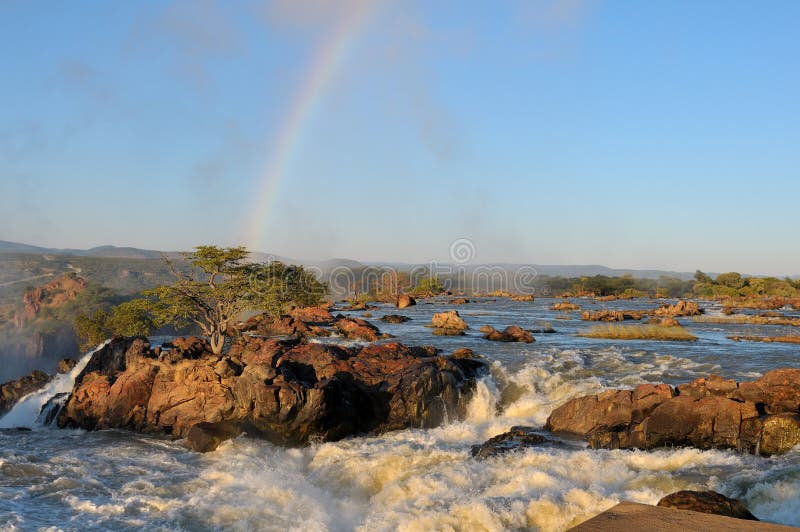 Sunrise at the Ruacana Waterfall, Namibia Stock Image - Image of rapids ...