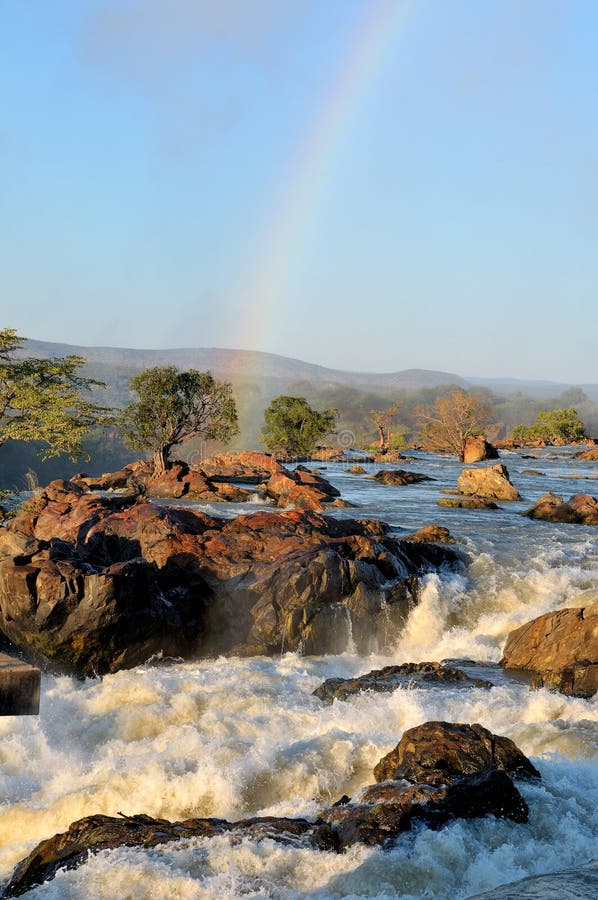 Sunrise at the Ruacana Waterfall, Namibia Stock Photo - Image of nature ...