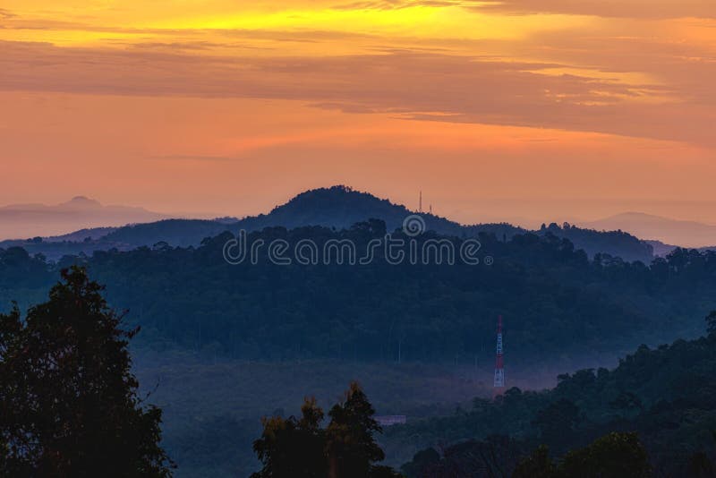 Sunrise Scenery at Mount Ledang, Johor, Malaysia. Stock Image - Image ...