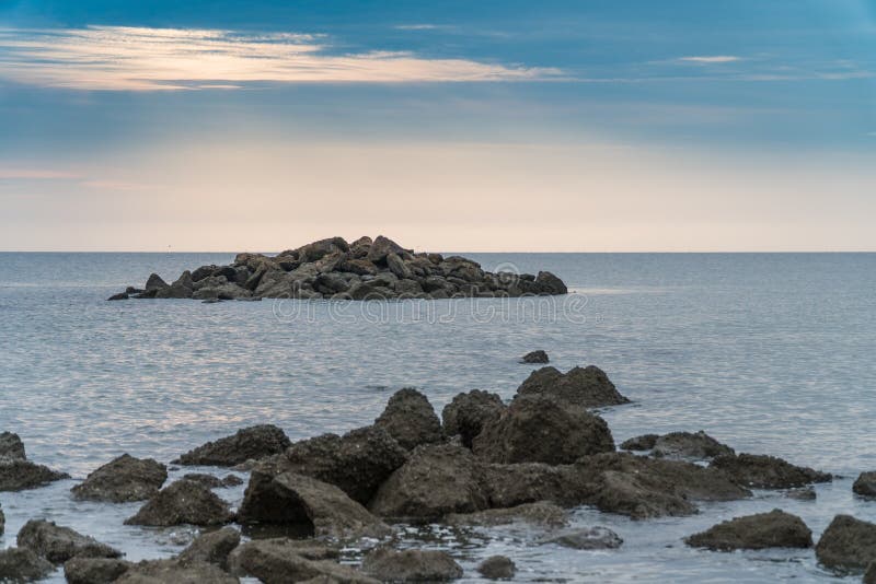 Sunrise Scenic with Stone in Foreground Stock Image - Image of sunrise ...