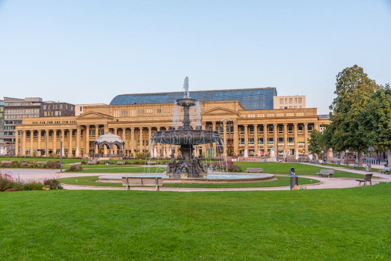 Sunrise at Schlossplatz in Stuttgart, Germany Editorial Photography ...
