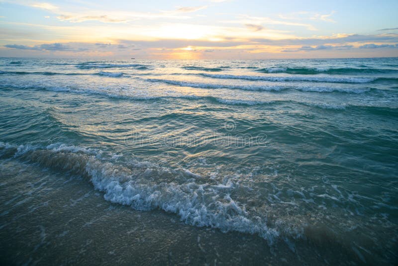 Sunrise on the Sea with Clouds Background. Seascape at Evening. Ocean ...