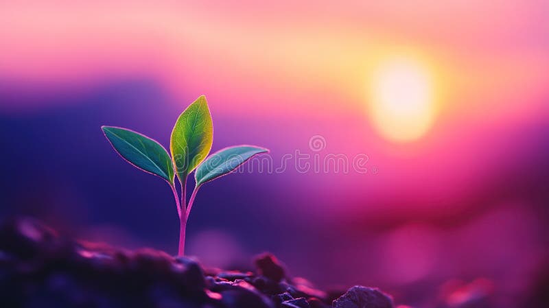 Sunrise Seedling Sprout Growth Stock Photo - Image of orange, summer ...