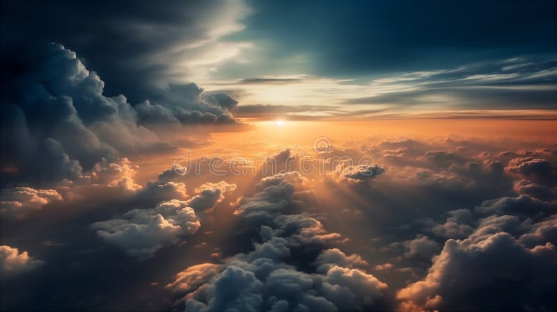 Sunrise Seen from the Air, Dramatic View. Sky, Heaven Image. Generative ...