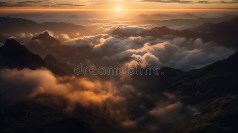Sunrise Seen from the Air, Dramatic View. Sky, Heaven Image. Generative ...