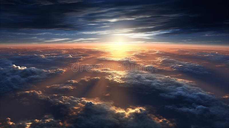 Sunrise Seen from the Air, Dramatic View. Sky, Heaven Image. Generative ...