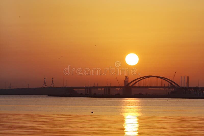 Sunrise at Shaikh Khalifa bridge Bahrain, A beautiful view of Shaikh ...