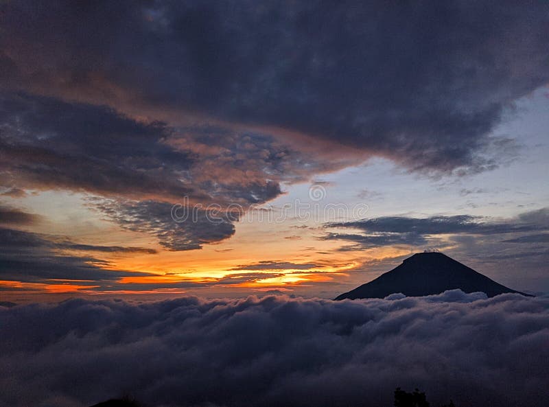 Sunrise at Sikunir Hill, Dieng, Central Java Stock Photo - Image of ...