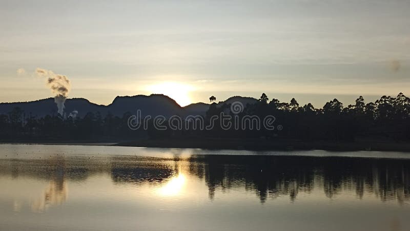 Sunrise at Situ Cileunca Lake Stock Photo - Image of sunrise, lake ...