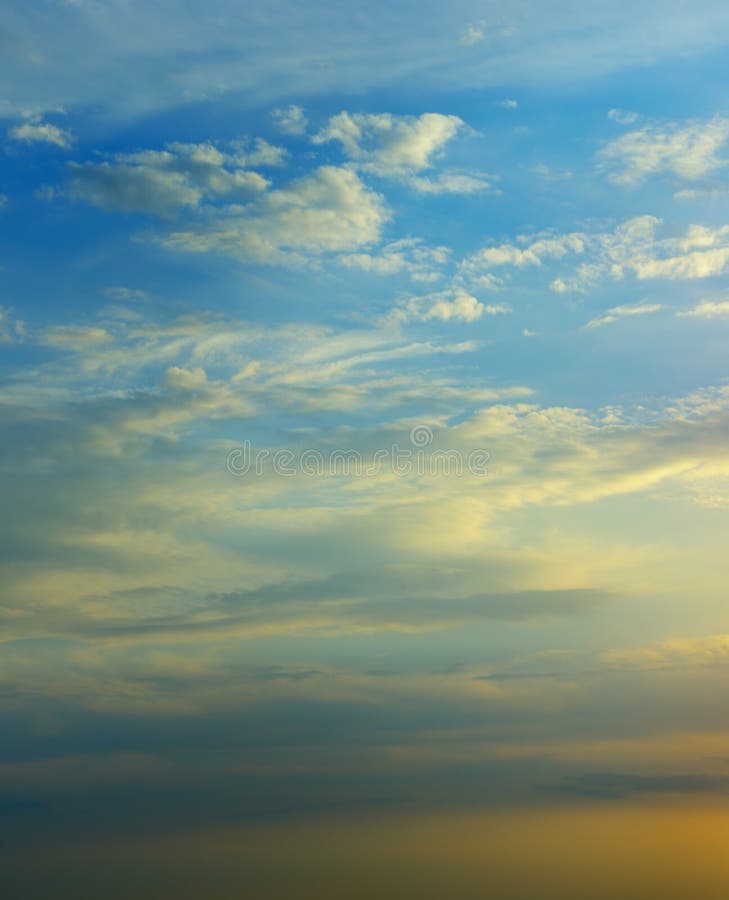 Sunrise Sky with Lighted Clouds. Vertical Photo Stock Image - Image of ...