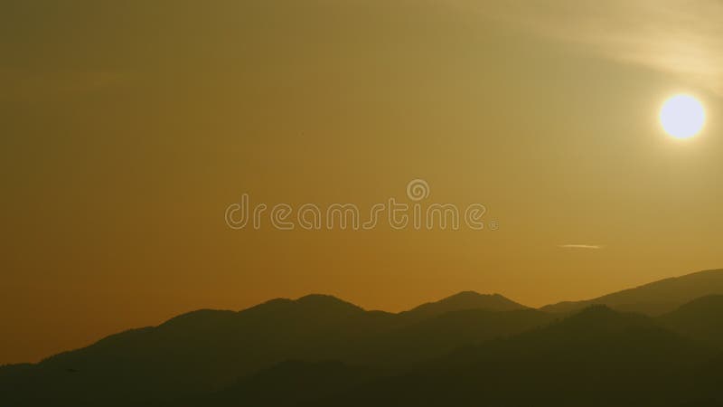 Sunrise Sky with Mountains. Natural Sunrise on Silhouette Shadow Dark ...