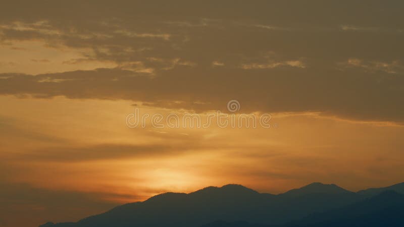Sunrise Sky with Mountains. Natural Sunrise on Silhouette Shadow Dark ...