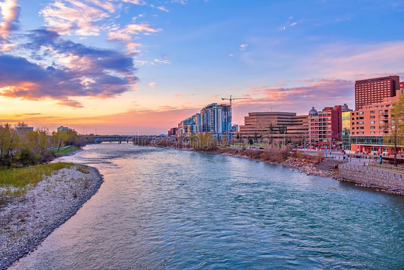 Sunrise Sky Over the Calgary Bow River Stock Image - Image of nature ...