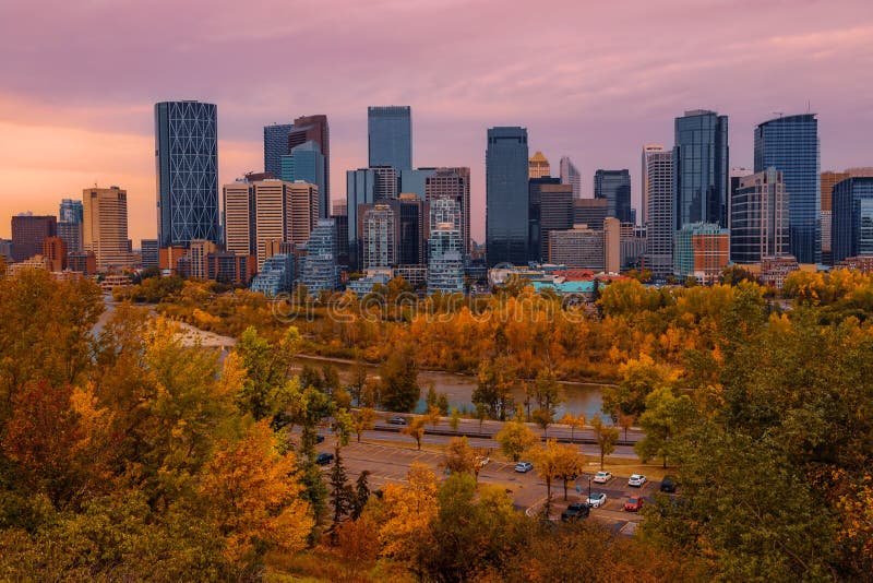 Sunrise Sky Over Downtown Calgary in the Fall Stock Photo - Image of ...