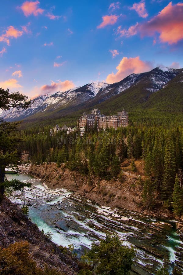 Sunrise Sky Over a Lush Banff Valley Stock Photo - Image of greenery ...