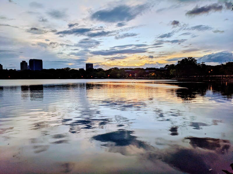 Sunrise Sky and the Reflection on the Lake in Southern Japan Stock ...