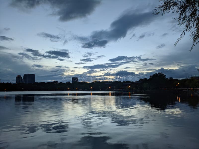 Sunrise Sky and the Reflection on the Lake in Southern Japan Stock ...