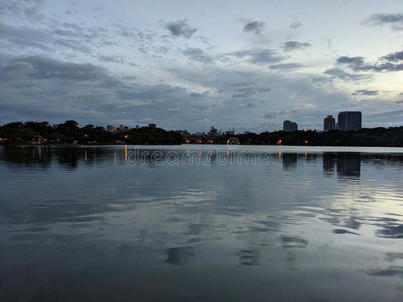 Sunrise Sky and the Reflection on the Lake in Southern Japan Stock ...