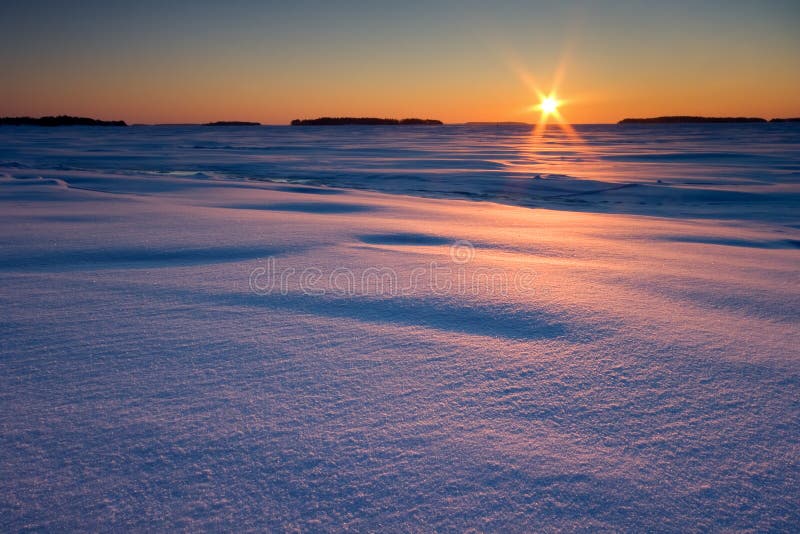 Sunrise and snowy beach stock photo. Image of outdoor - 22470464