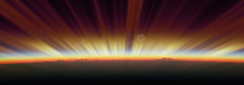 Sunrise from Space Aurora, 3d Rendering Stock Illustration ...