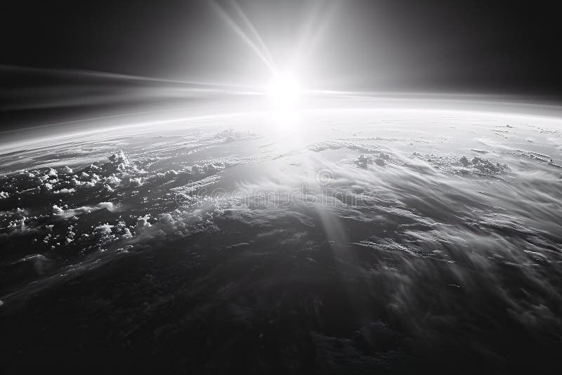 Sunrise from Space, Dramatic Monochrome, AI Generated Stock Image ...