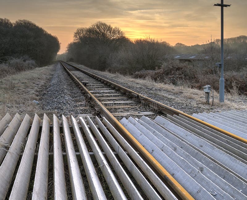 Sunrise on Steam Train Railway Track Stock Photo - Image of serene ...
