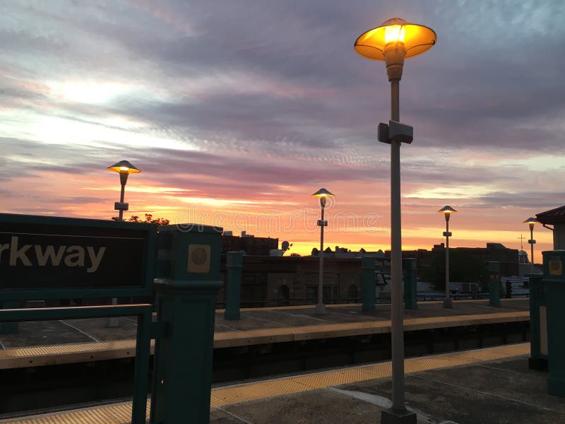 Sunrise in Summer in Brooklyn, New York, NY. Stock Image - Image of ...