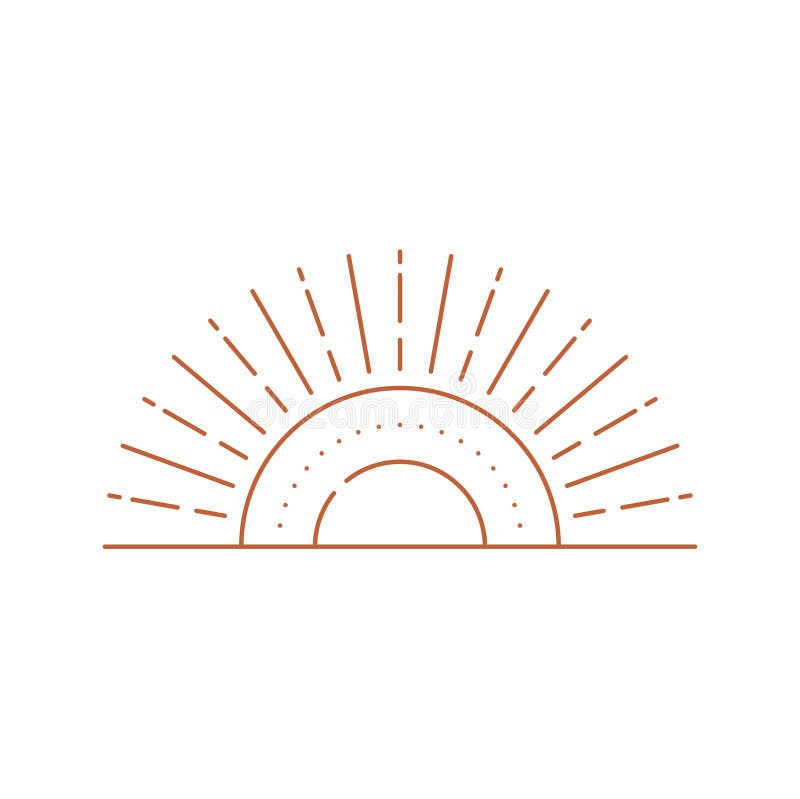 Sunset or Sunrise Boho Logo, Sunshine Rays Icon Stock Illustration ... Sunset or Sunrise Boho Logo, Sunshine Rays Icon Stock Illustration ...