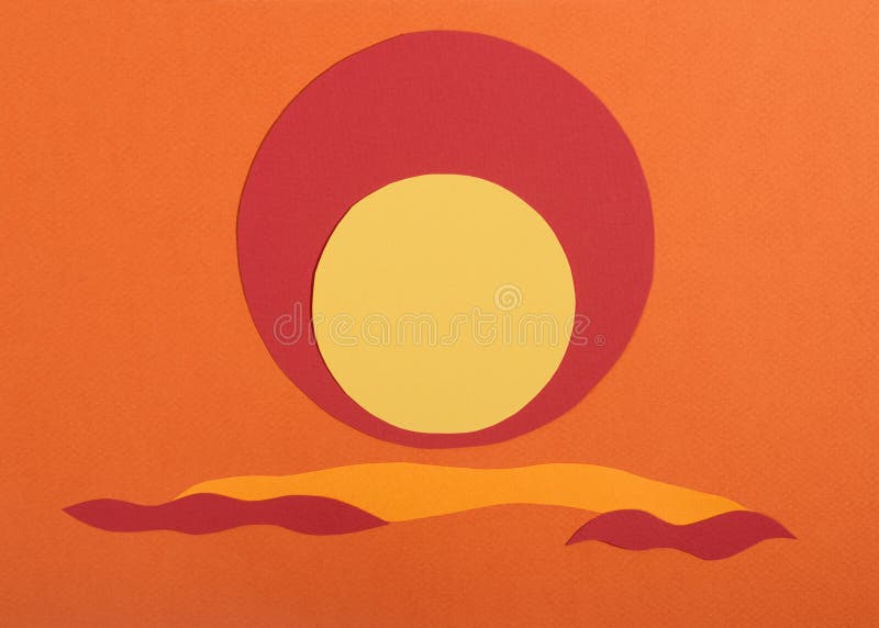 Sunrise or Sunset Paper Composition. Flat Handmade Paper Collage Stock ...