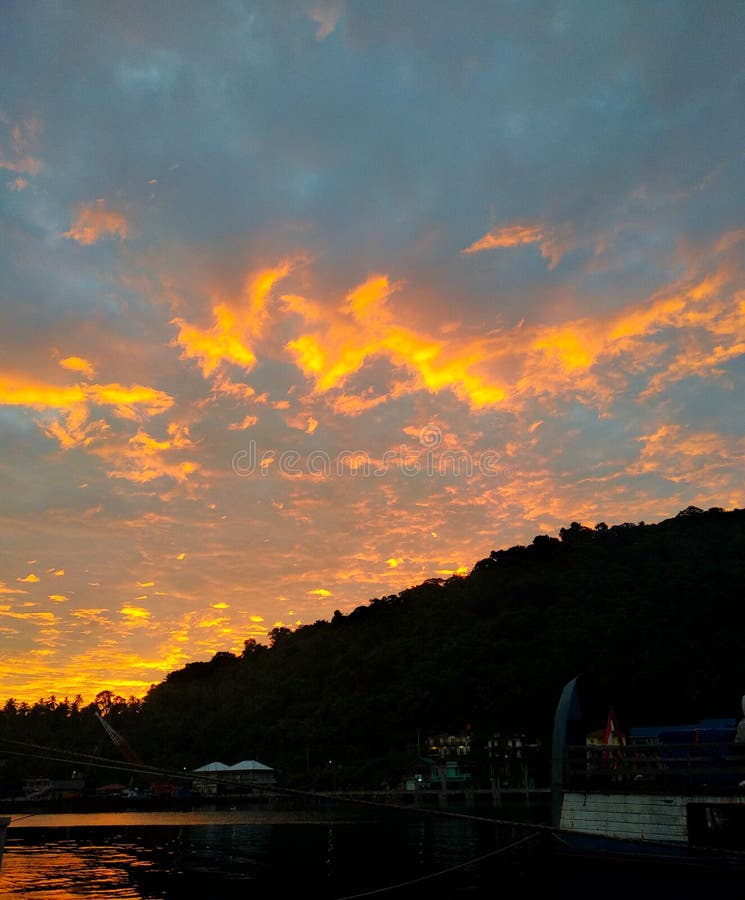 Sunrise in Tarempa stock image. Image of indonesia, morning - 203582005