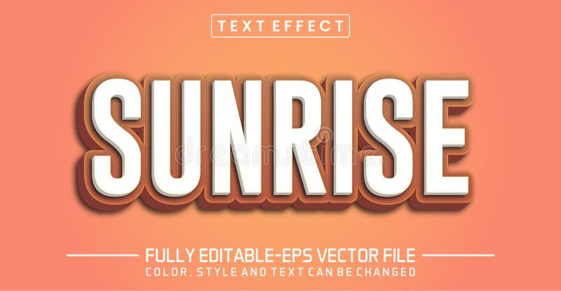Sunrise Text Effect - Editable 3D Text Style Stock Vector ...