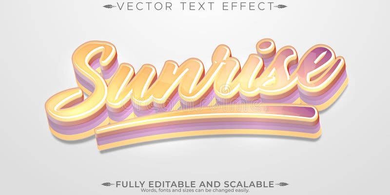 Sunrise Text Effect, Editable Sunset and Summer Text Style Stock Vector ...