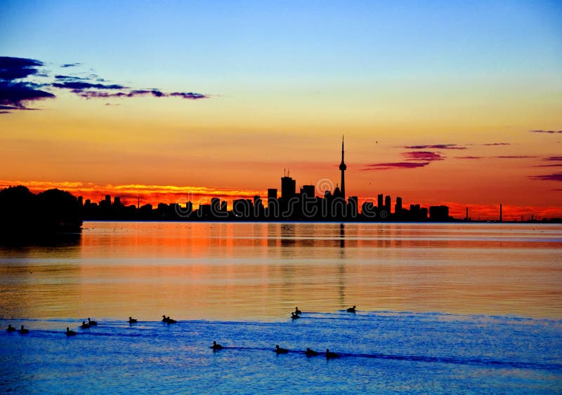 Sunrise in toronto stock photo. Image of shadows, lake - 14966152