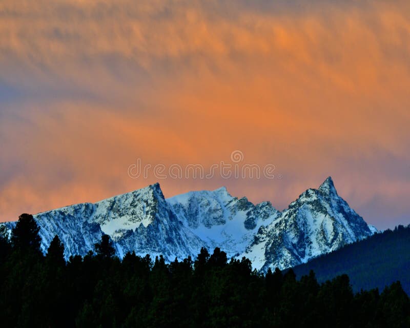 Sunrise, Trapper Peak, Bitterroot Mountains, Montana. Stock Photo ...