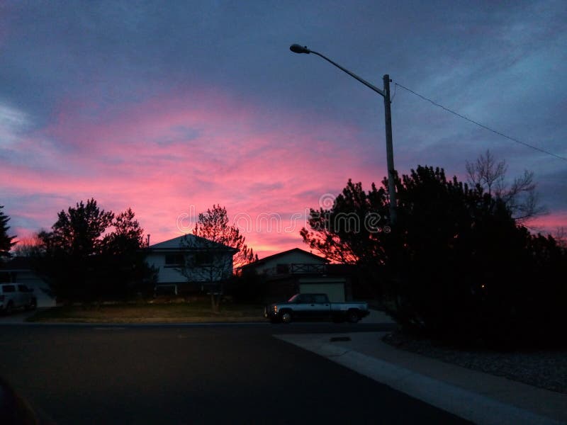 Morning light! stock image. Image of home, sunrise, trees - 138065589